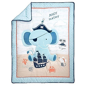 Sammy & Lou Ahoy Archie 4-Piece Baby Nursery Crib Bedding Set for Boys, Includes Quilt, Fitted Crib Sheet, Crib Skirt, and Plush Toy