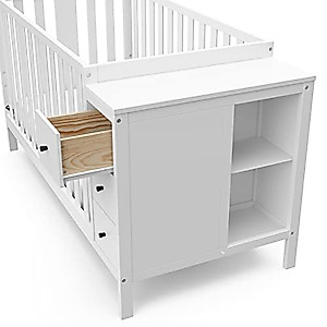 STORKCRAFT Malibu Customizable Convertible Crib (White) – GREENGUARD Gold Certified, Crib with Storage Drawers, Converts to Toddler Bed, Fits Standard Full-Size Crib Mattress
