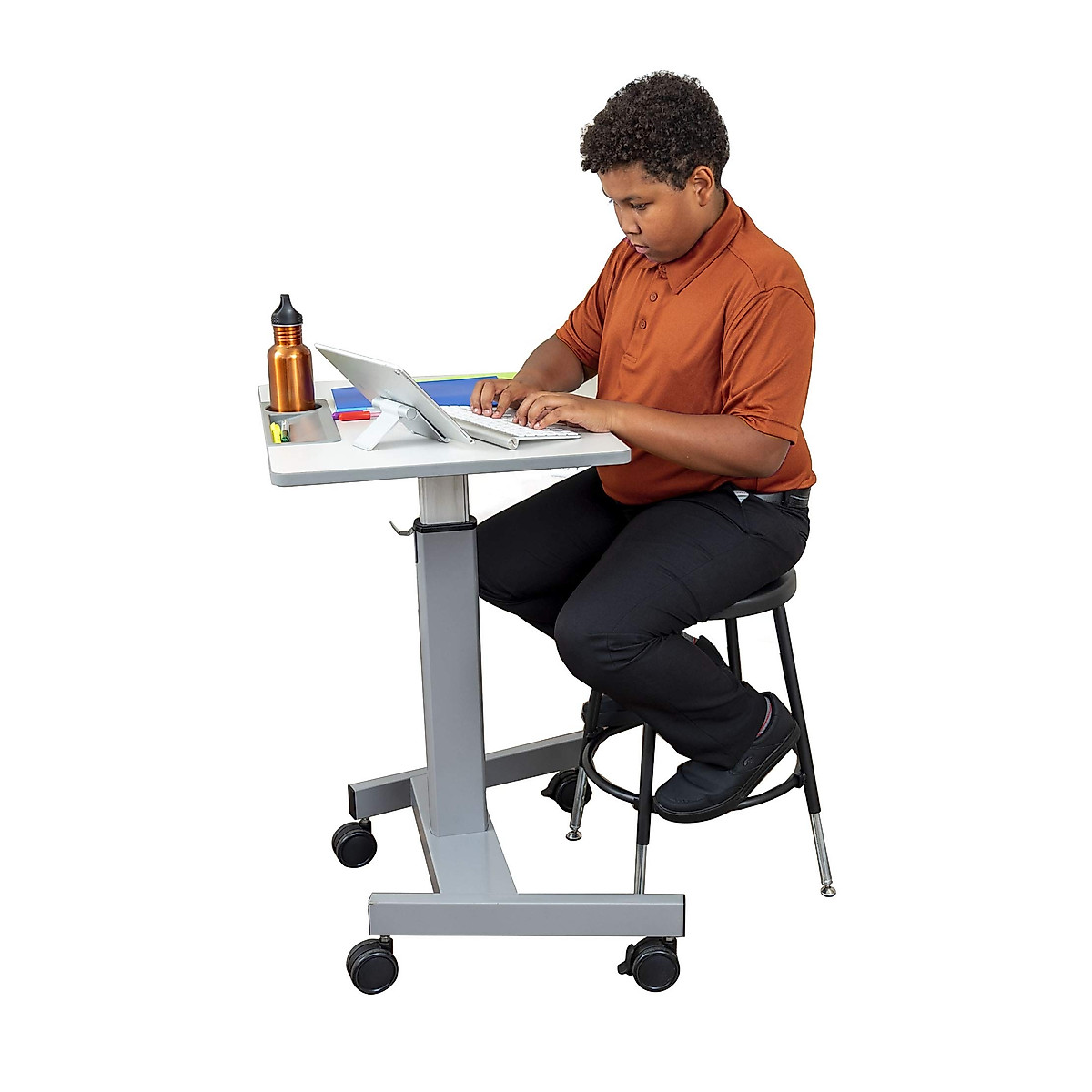 Stand Up Desk Store Stackable Adjustable-Height Classroom Office Workstation Stool (Black, 2 Pack)