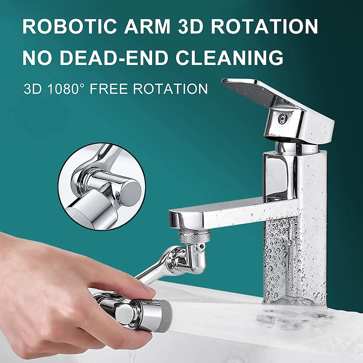 1080° Swivel Faucet Extender Sink Aerator, Splash Water Filter Extension, Kitchen Bathroom 360° Rotatable Spray Attachment, Universal Robotic Arm -Wash Hand/Hair/Face