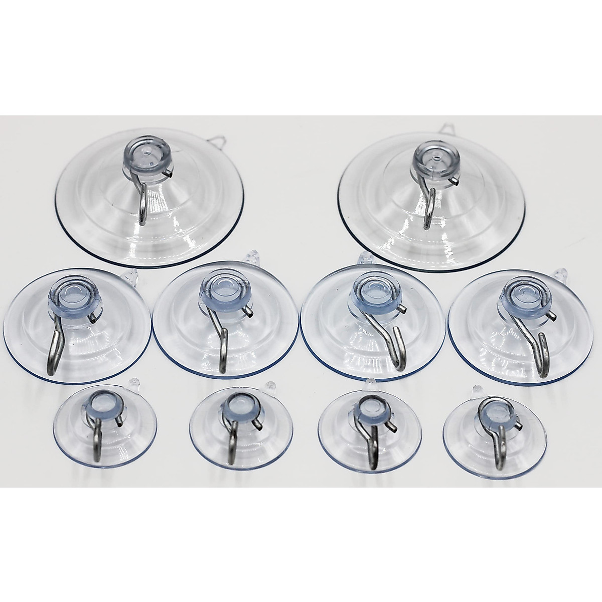 Projectpak Suction Cup Hooks Combo Pack - 10 Pack, Powerful Window Hanging Suction Cups for Glass, Mirrors, Stained Glass, Doors | 2 Large, 4 Medium, 4 Small