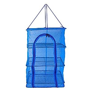 Balight Foldable 4 Layers Fish Net Drying Rack Folding Mesh Hanging Vegetable Dishes Dryer Storage Organizer Hanger Food Dehydrator Receive Carrying Bag Practical