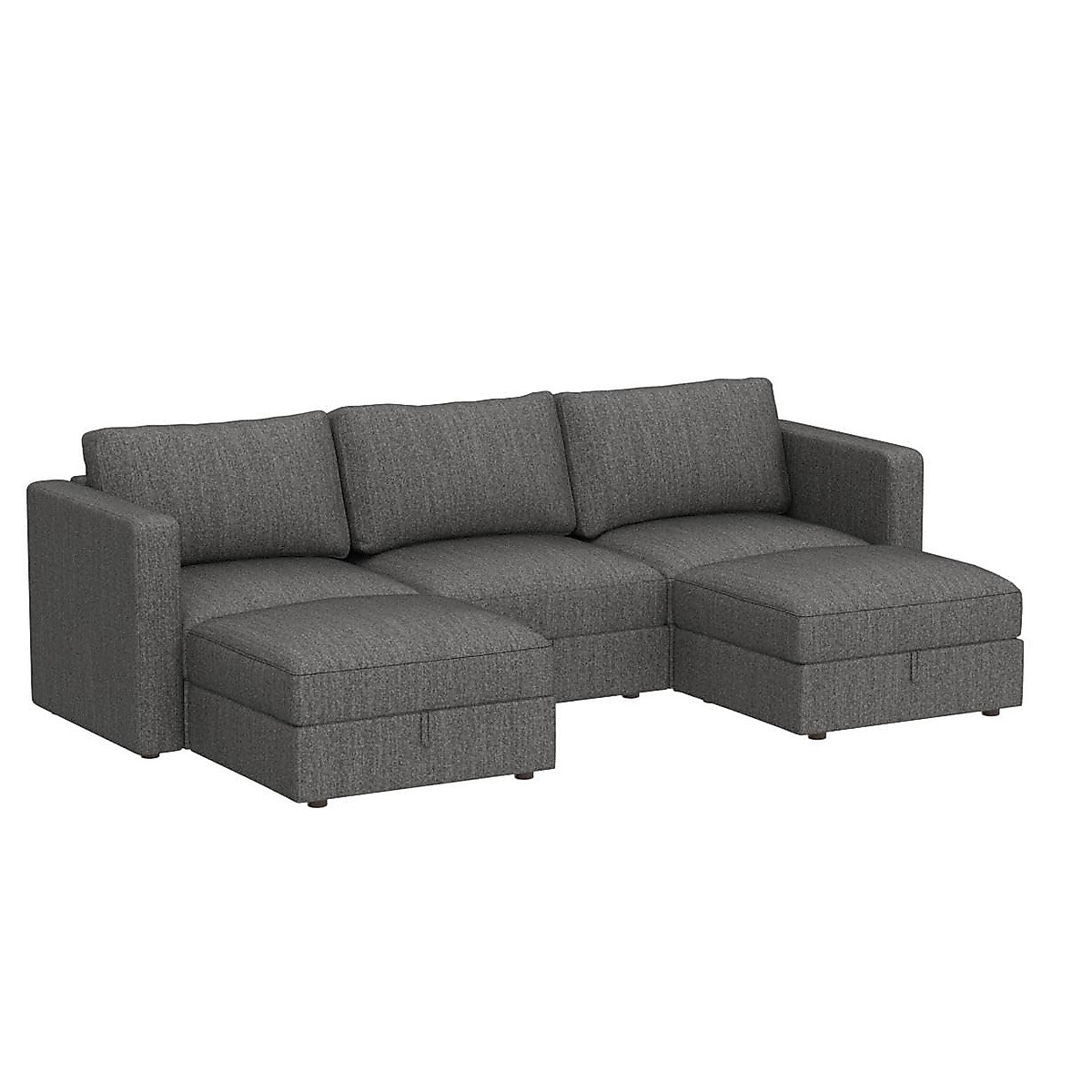 HONBAY Modular Sectional Sofa with Storage, U Shaped Convertable Sectional Couch with Wide Chaise, Deep Seat Modular Sectional Sofa with Ottoman, Dark Grey