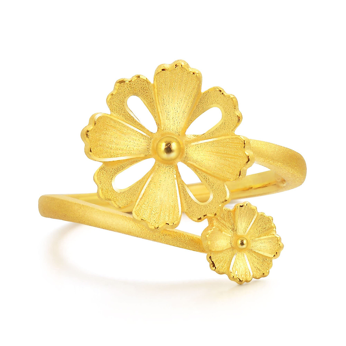 CHOW SANG SANG Cultural Blessings Daily Bliss 999.9 24K Gold Price-by-Weight 3.36g Gold Luxurious Blossom Ring (Size 13) for Women and Wedding Occasion 88427R (13) (17)