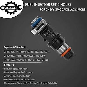 Fuel Injector 2 Holes 8Pcs | 4.8L 5.3L 6.0L Engine | for 2001-2007 Chevy Silverado Suburban Tahoe GMC Sierra Yukon Cadillac Escalade & More | Replace# 25317628, 17113698, 17113553, FJ315, FJ10062
