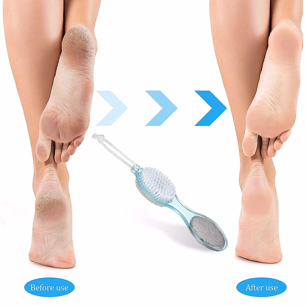 Sieral 4 Pack Pumice Stone Brush for Feet 4 in 1 Scrubber Foot Care Pedicure Kit with Grinding Pumice, Cleaning Brush, Foot File and Rubbing Footplate for Women Men Home Care Set