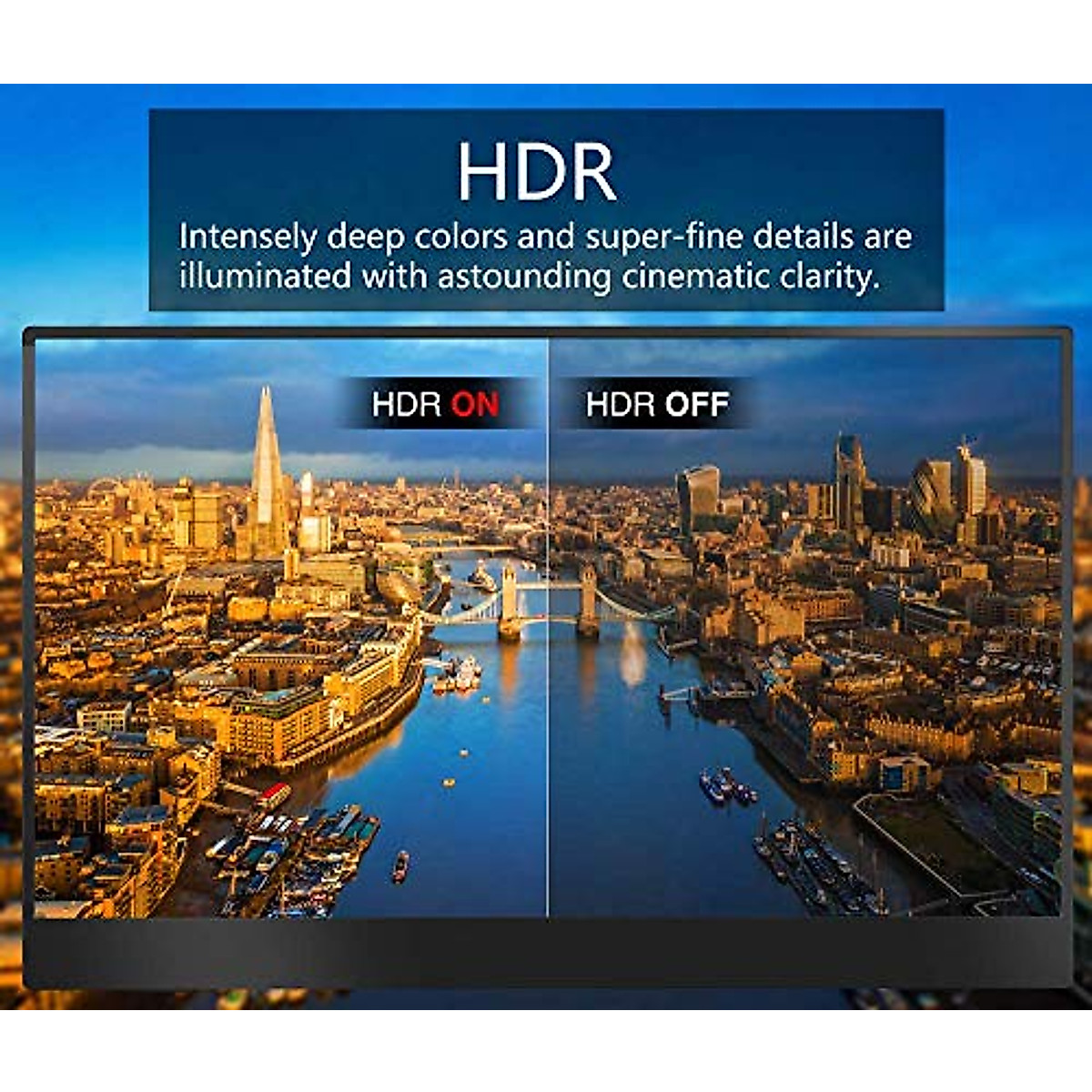 USB-C Portable Monitor - 15.6 Inch FHD 1080p FHD HDR FreeSync Zero Frame USB-C Computer Display with Dual Type-C Mini HDMI for Laptop PC Phone Mac Surface Xbox PS4 Switch, with Smart case (Renewed)