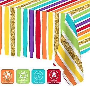 Rainbow Party Supplies, Happy Birthday Decorations for Girls & Boys -169pcs Rainbow Party Tableware Set Include 9" and 7" Party Plates and Napkins Cups Utensils with Tablecloth for 24 Guests