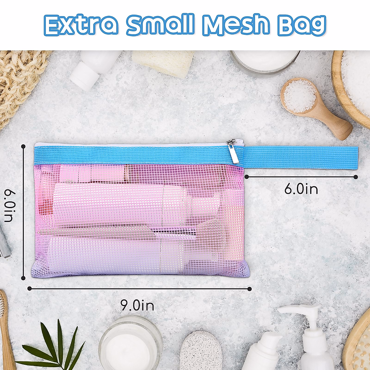 Nidoul Mesh Shower Caddy, Portable Shower Caddy Bag with Zipper, Shower Tote Dorm Caddy Hanging for Dorm, Gym, Travel, Camp, Beach, Toiletry (Pink Blue)