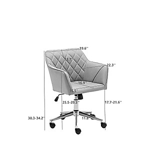 BTEXPERT Shape Blue Modern Diamond Contemporary Tufted Home Office Bucket Velvet Vanity Chair, 360 Swivel Adjustable, 21" D x 23" W x 34" H