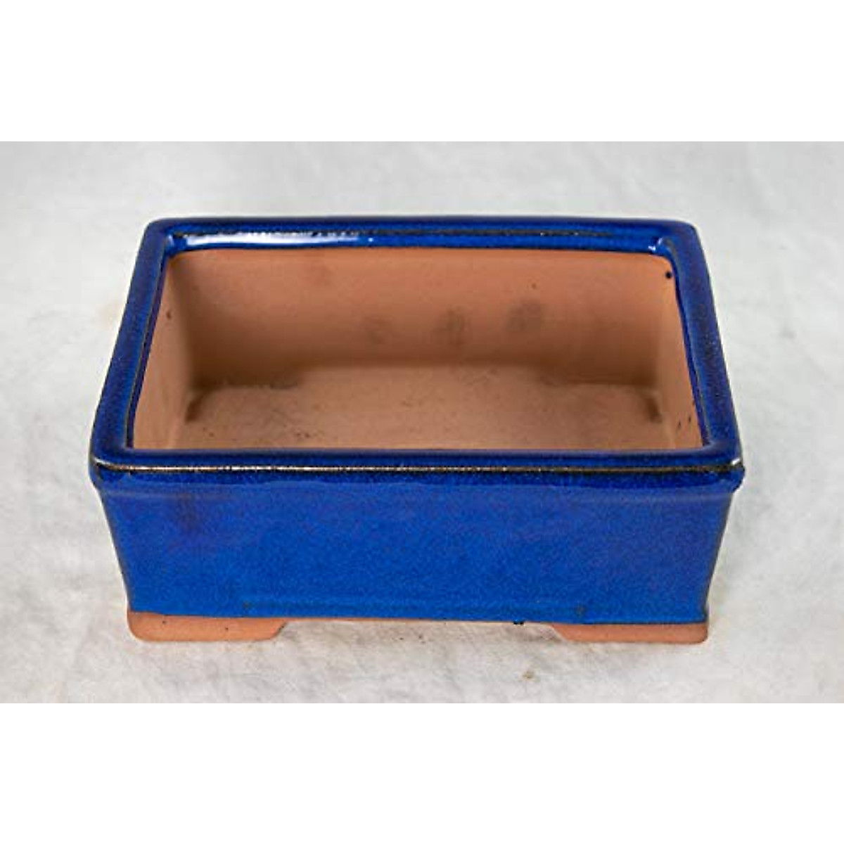 Rectangular Shohin Bonsai/Cactus & Succulent Pot + Mesh 6.25"x 4.75"x 2.5" Dark Blue