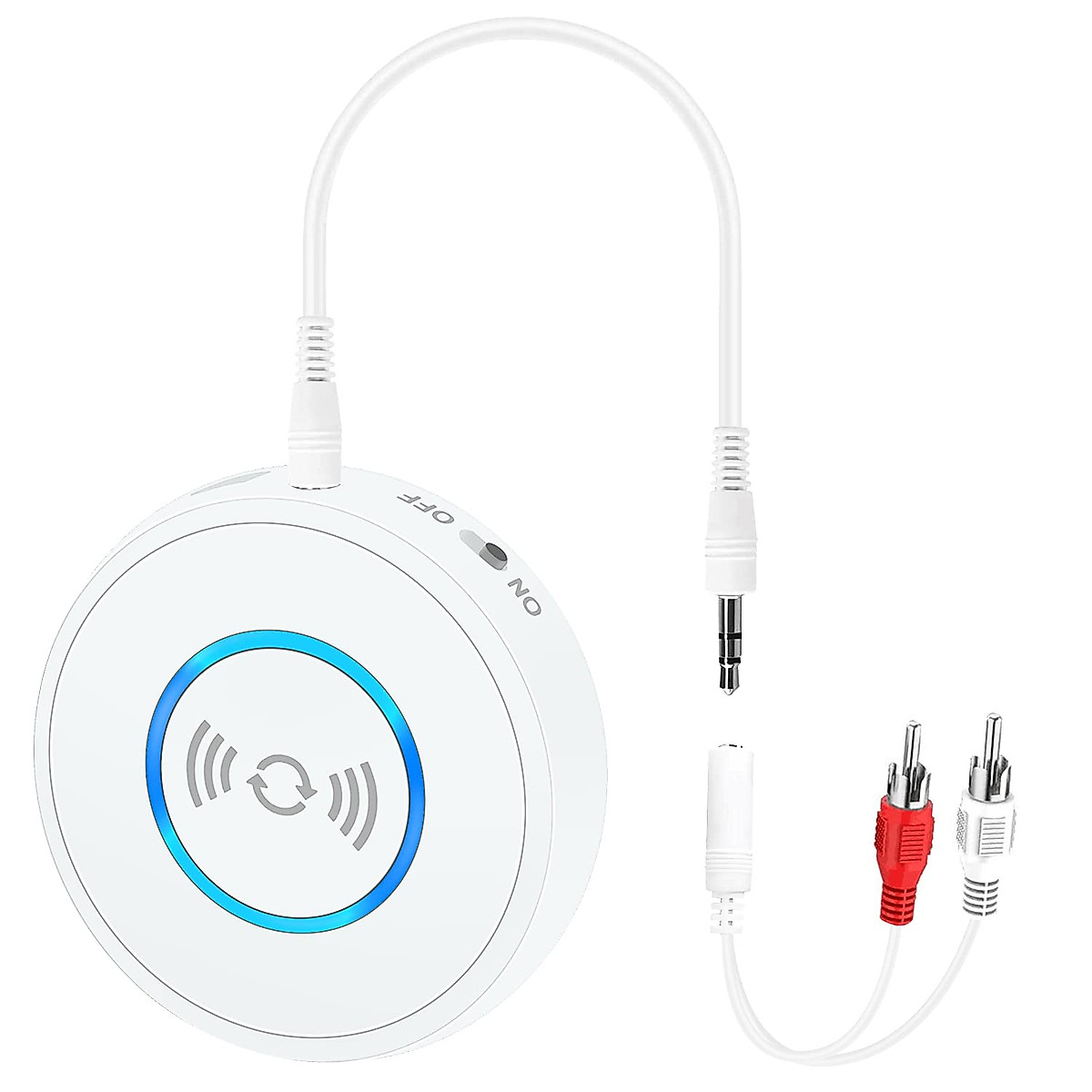 Friencity Bluetooth 5.0 Transmitter for TV Watching, apt-X Low Latency Wireless 3.5mm Aux Adapter for PC Home Stereo Radio Projector DVD Xbox PS4 RCA, Connect 2 pairs of headphones simultaneously