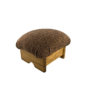 KR Ideas Mini Padded Foot Stool, Cocoa Brown, 7" Tall, Walnut Stain (Made in The USA) (Maple Stain)