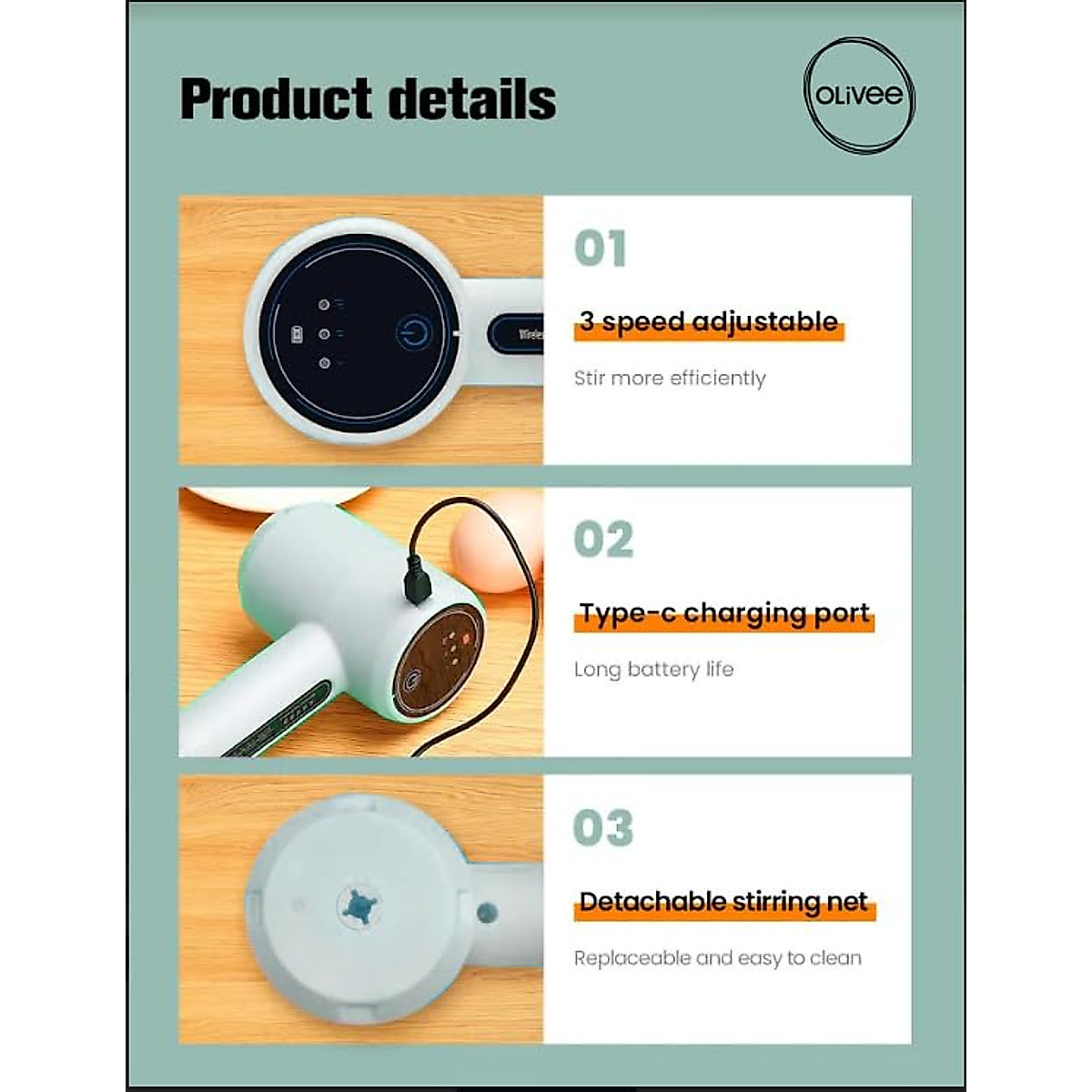 Electric Hand Mixer Egg Beater USB Rechargeable