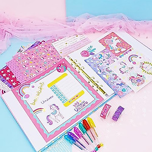 DIY Journal Kit for Girls, Personalized Diary & Scrapbook Stuff for Teens Girls, Decorate Your Planner/Organizer, Journaling Arts Craft Kit Birthday Gifts Ideas for Girls Ages 6-15 Years Old