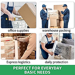Stretch Film, HERKKA Stretch Wrap with Handles Industrial Strength, Moving Wrapping Plastic Roll, Shrink Wrap for Pallet Wrap, 15" x 1000 Feet, 4 Pack, 60 Gauge