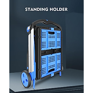 Collapsible Utility Cart Multi Use Functional Collapsible Shopping Carts 2-Tier Collapsible Shopping Cart with Baskets Carrito para Supermercado con Ruedas