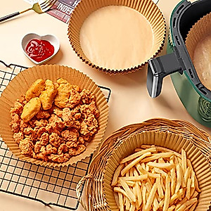 Air Fryer Disposable Paper Liners 100 PCS, 6.3 inch Non-stick Parchment Paper, Round Baking Paper for Air Fryer Oil-Proof, Water-proof, Food Grade Parchment for Baking Roasting