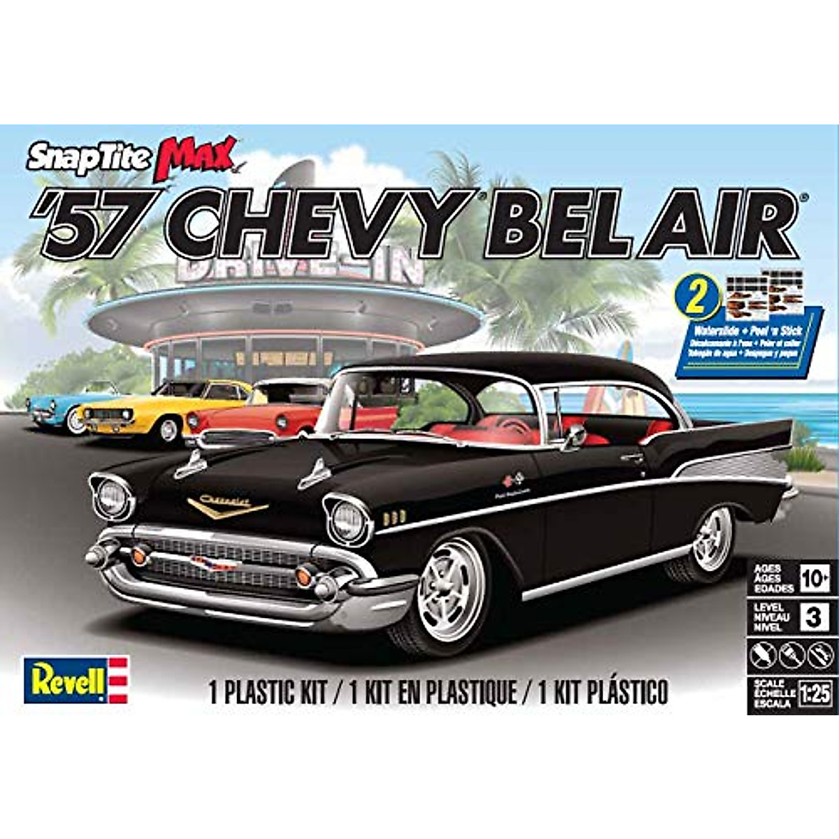 Revell 85-1529 ’57 Chevy Bel Air Model Car Kit 1:25 Scale 30-Piece Skill Level 3 SnapTite Max Plastic Model Building Kit,Black