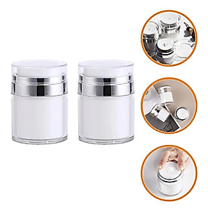 Monzam 2 PCS 50ml Airless Pump Bottle, Airless Pump Jar, Moisturiser Pump Dispenser, Airless Pump Jars, Drunk Elephant Container, Suitable for Filling Travel Foundation, Cream, Lotion, Moisturizer