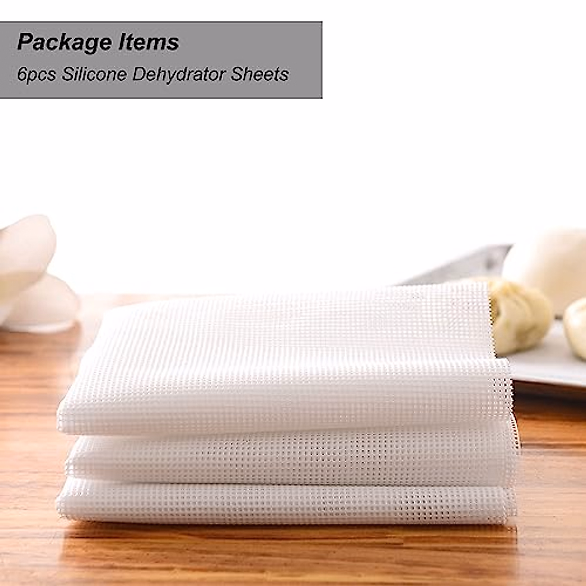 6 Pieces Silicone Dehydrator Sheets,Non-stick Food Fruit Dehydrator Mats,Reusable Steamer Mesh Mat,for Food Dehydrator/Freeze Dryer(12x13 inch)