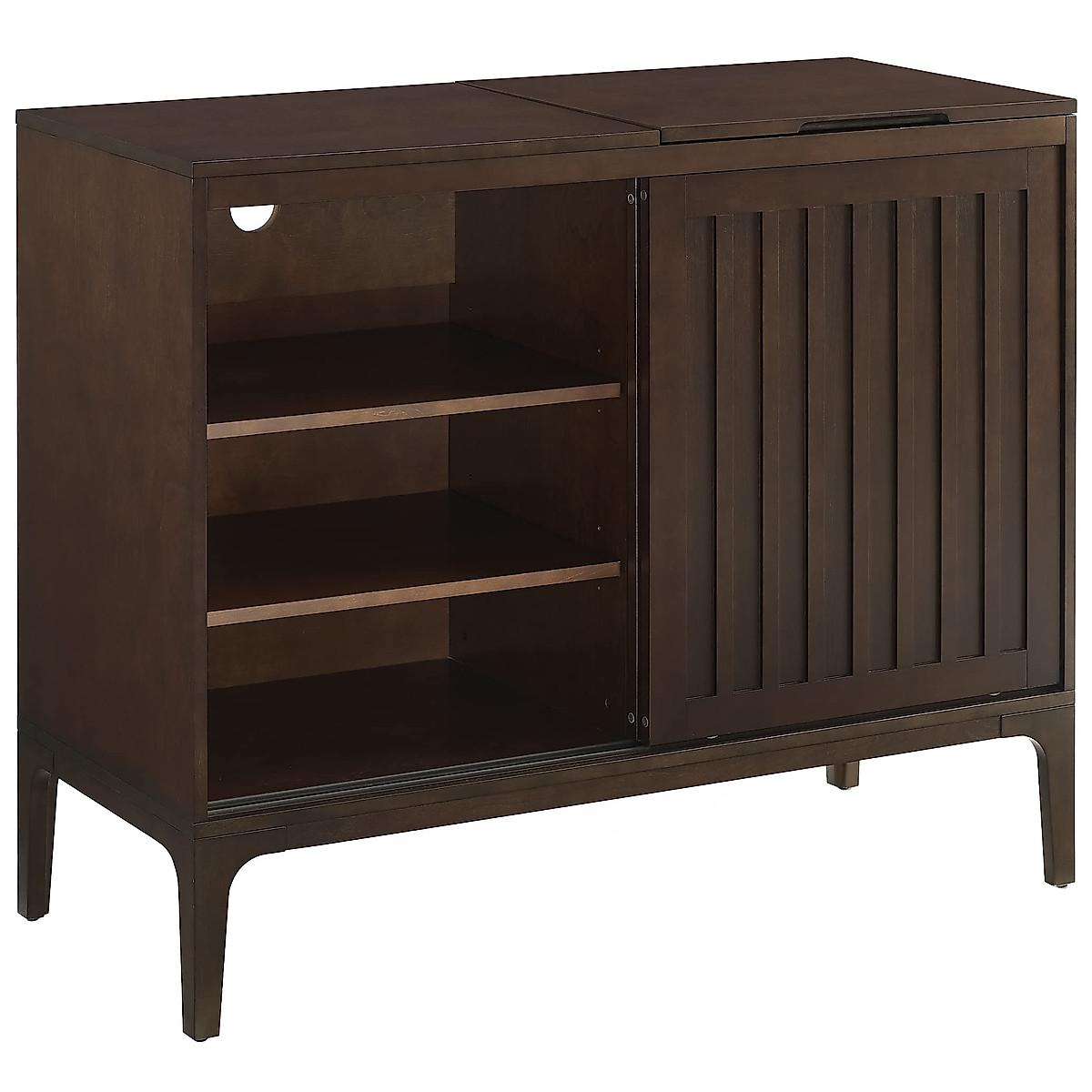 Crosley Furniture Asher Media Console and Record Player Stand with Storage for Vinyl Records, Dark Brown