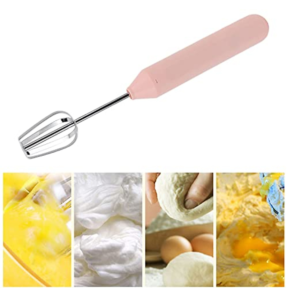 Electric Hand Blender，3 in 1 Immersion Blender Handheld Egg Beater, Beater Electric Milk Frother Coffee Blender Milkshake Blender Foamer Kitchen Tools(Pink)