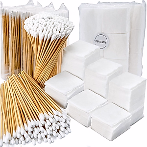 Gun Cleaning Supplies, 2'' Gun Cleaning Patches and 6'' Gun Cleaning Swabs - Lint Free Long Cotton Gun Swabs, Square Gun Patches Fit for .30-45 Caliber, Pistol Rifle Cleaning Kit 7.62/ 9mm