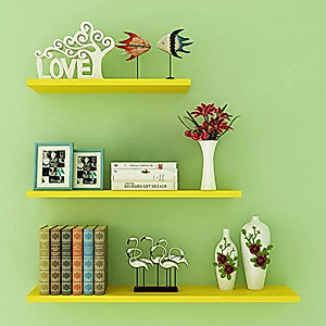 Simple Racks, Floating Shelves, Wall-Mounted Shelves, Decorative Cube Shelves, Creative Bookshelves, Storage Shelves, 3 Different Sizes, Multiple Colors (Color : Yellow)