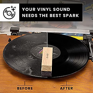 EVEO Premium Vinyl Record Cleaner Kit - Complete 4-in-1 Vinyl Records Cleaning Kit for Records Albums-Includes Soft Velvet Record Brush,Cleaning Liquid,Duster &Turntable Stylus Cleaning Gel