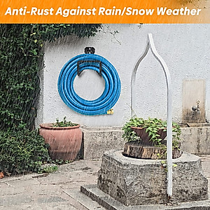 BoArt Metal Garden Hose Holder, Heavy Duty Metal Hose Hanger Wall Mount with 6 Screw, 6 Drywall Anchors, 5 Large Metal S Hook for Garden Hose, Hose Reel, Water Hose, Flexable Hose