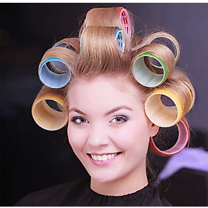 Hair Rollers, 12 Pack Self Grip Salon Hairdressing Curlers, Hair Curlers Sets, DIY Curly Hairstyle, Colors May Vary, JUMBO