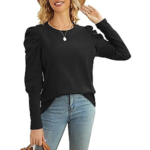 WIHOLL Long Sleeve Shirts for Women Lightweight Fall Fashion 2023 Black S