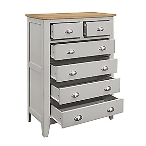 Knocbel Classic 6-Drawer Chest for Bedroom, Living Room Nursery Room Bedroom Dresser Storage Chest of Drawers (Gray and Oak Chest)