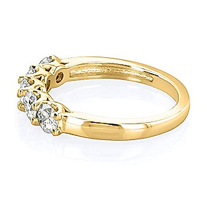 Kobelli Five Stone 4/5 Carat TGW Round Brilliant Near Colorless Moissanite (GH) Bridal Wedding Band in 14k Yellow Gold - Size 7