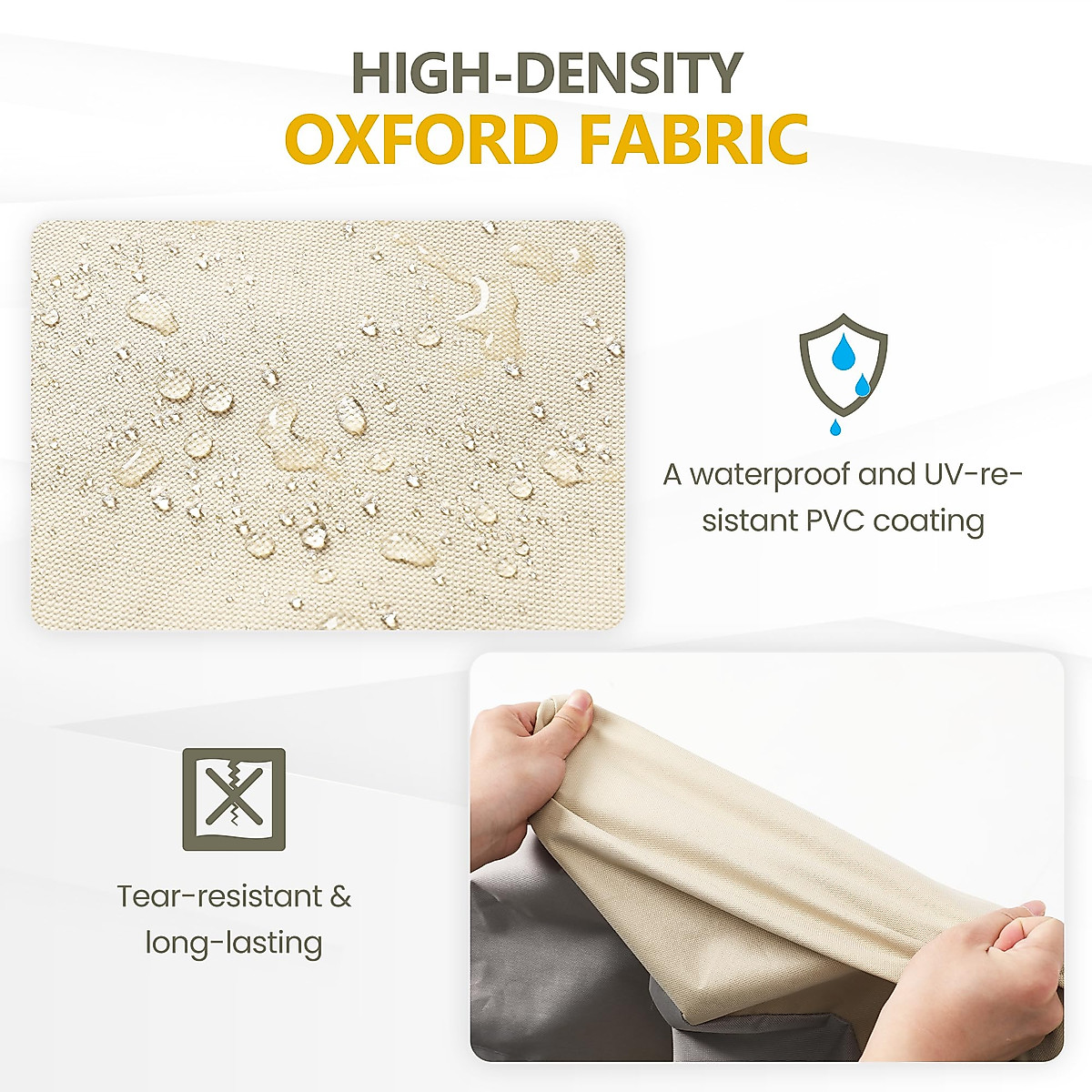 Wisteria Lane 4 Pieces Outdoor Furniture Cover with Air Vent, Heavy Duty Oxford Outdoor Couch Covers, Water-Resistant, Weatherproof, Patio Covers for Loveseat, Coffee Table, Chair, Beige & Grey