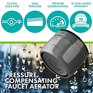 Niagara Conservation N3205NBN-PC-TU 1-Spray 0.5 GPM .94-in. Pressure-Compensating Needle-Spray Faucet Aerator Brushed Nickel, 6-Pack | Bathroom Sink and Kitchen Sink Aerator for Home Improvement