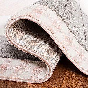 SAFAVIEH Carousel Kids Collection 5'3" x 7'6" Pink / Grey CRK134P Cat Nursery Playroom Area Rug