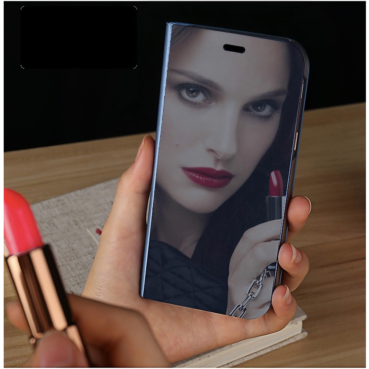 Ysnzaq Mirror Case for Xiaomi Redmi Note 12 Pro+ 6.67 inch, Smart Window Phone Cover with Stand for Xiaomi Redmi Note 12 Pro Plus JM Black