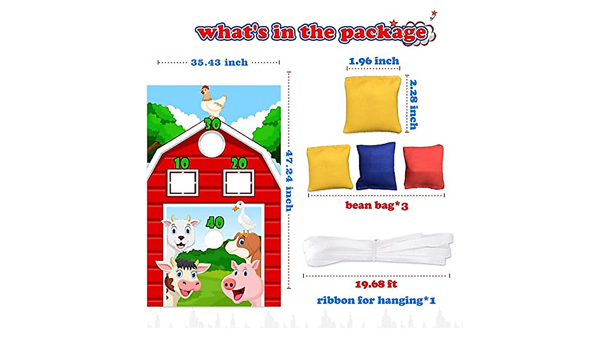 Animals Farm Toss Games Banner Backdrop for Parties & Events