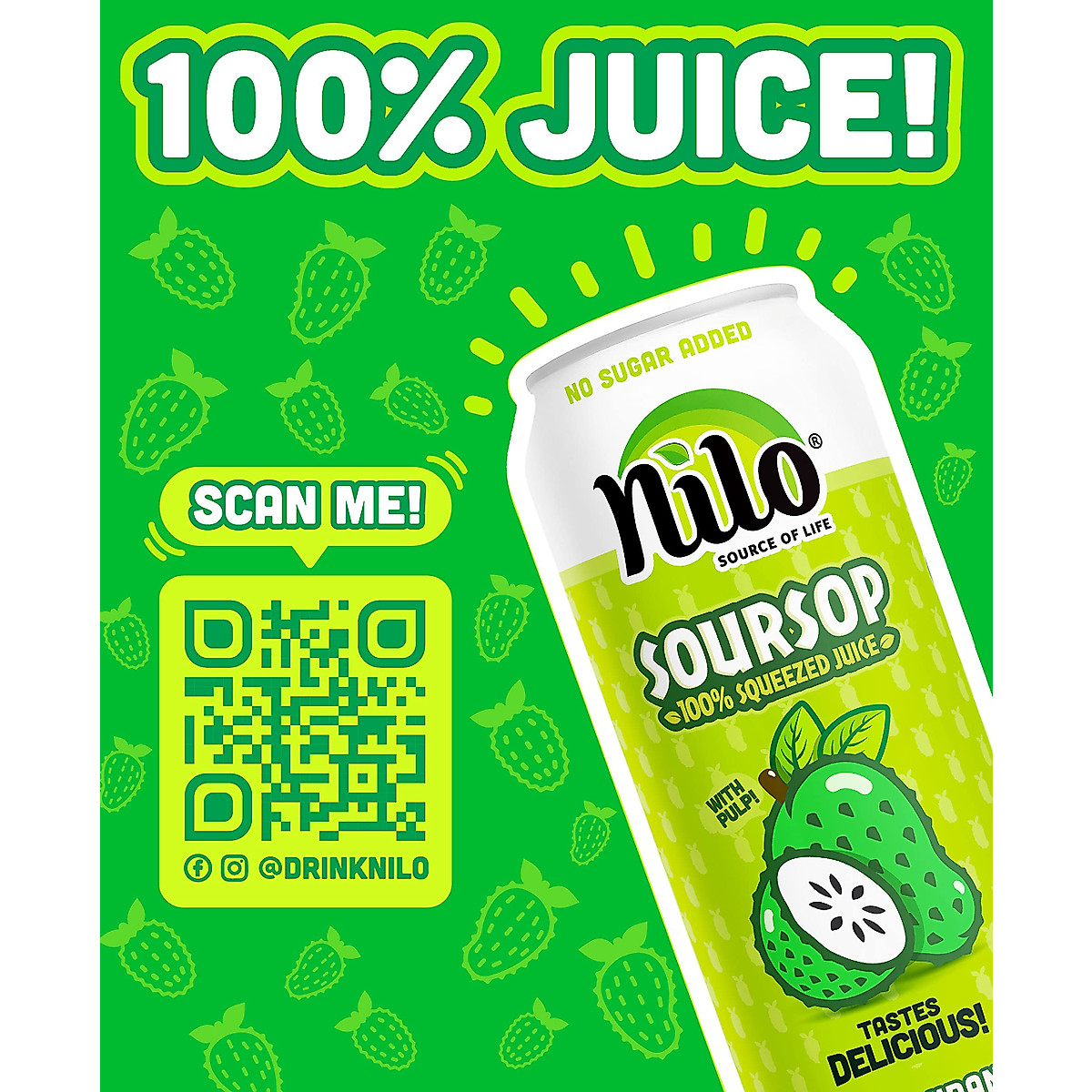NILO Soursop Juice | 100% Real Guanabana Soursop Graviola | NO Sugar added | NOT From Concentrate | 10.8 oz (Pack of 12)