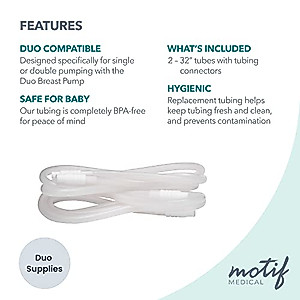 Motif Medical, Set of 2 32" Duo Tubing, Replacement Parts for Duo Breast Pump