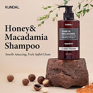 KUNDAL Natural Premium Hair Shampoo [Baby Powder Scent] Honey & Argan Oil, Macadamia Oil, Sulfate Free for Damaged Hair, Travel Size 100ml(3.38Fl Oz)