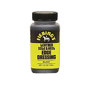 Fiebing's Leather Sole & Heel Black Edge Dressing (4 oz) - High Gloss Shoe Dressing for Leather Soles and Heels - Provides a Protective, Glossy Finish After a Shoe Shine - Includes Brush Applicator