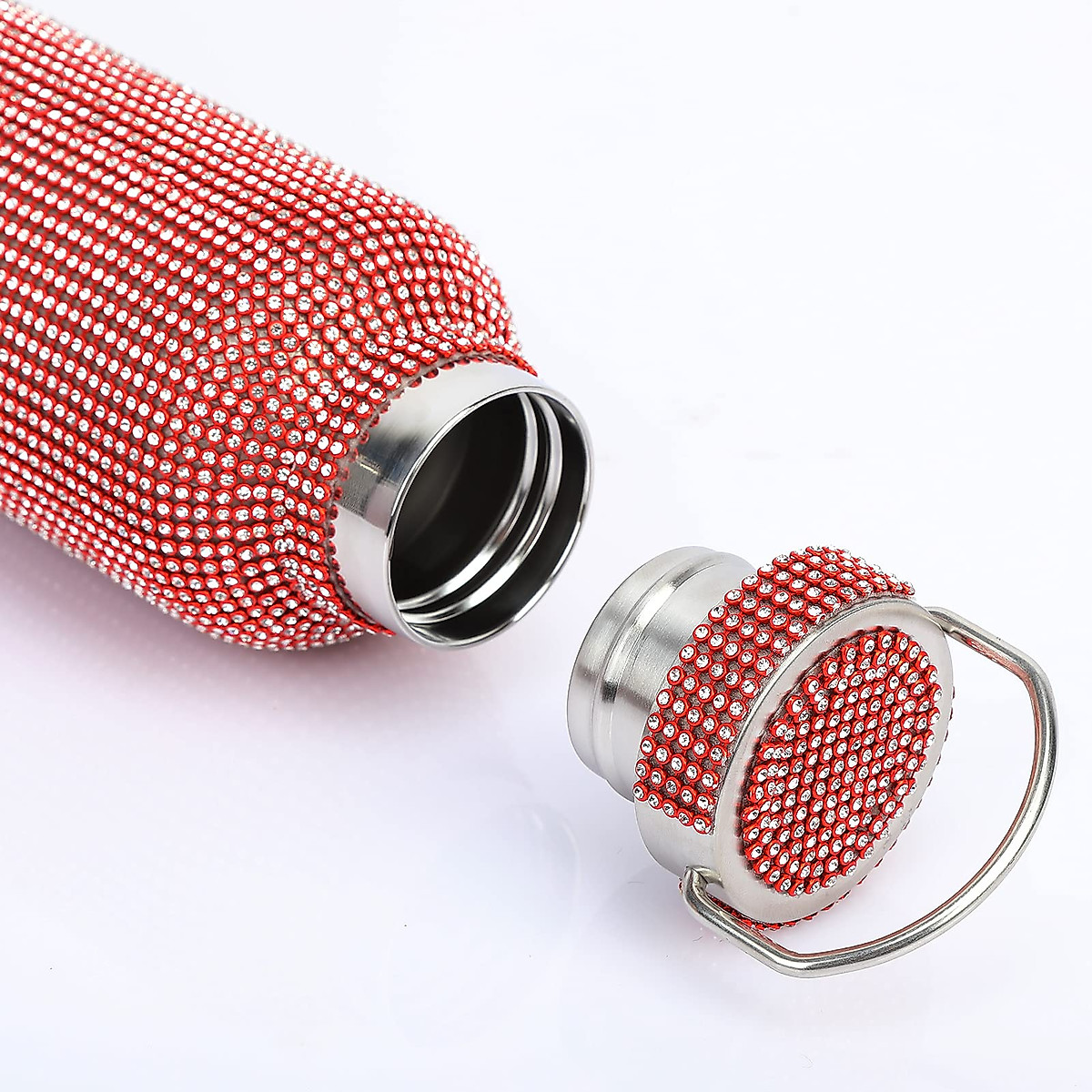 Cuteam Shining Like a Diamond Water Bottle, Fashion Bling Rhinestone Stainless Steel Thermal Bottle, Portable Large Capacity Refillable Vacuum Water Bot, Birthday Gift
