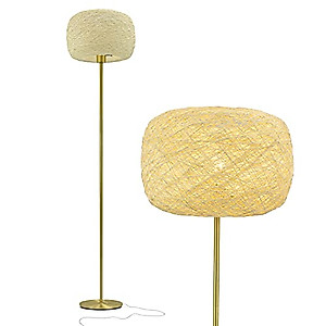 Brightech Rowan Elegant Floor Lamp – Modern Unique Thread Shade Matches Boho, and Mid-Century Décor – Free Standing LED Light for Living Rooms and Bedrooms – Tall Indoor Lamp Gets Compliments - Brass