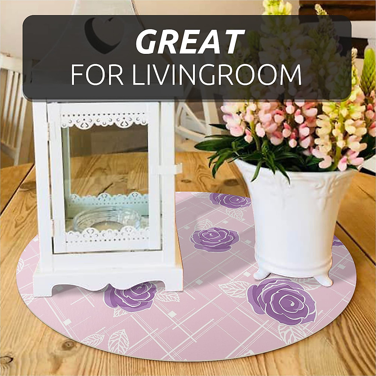 12X120 Inch Shelf Liner for Kitchen Cabinets, PVC Drawer Liner for Dresser Non-Slip Bathroom, Non-Adhesive Cabinet Liner Washable (Purple Bloom)(1 Roll)