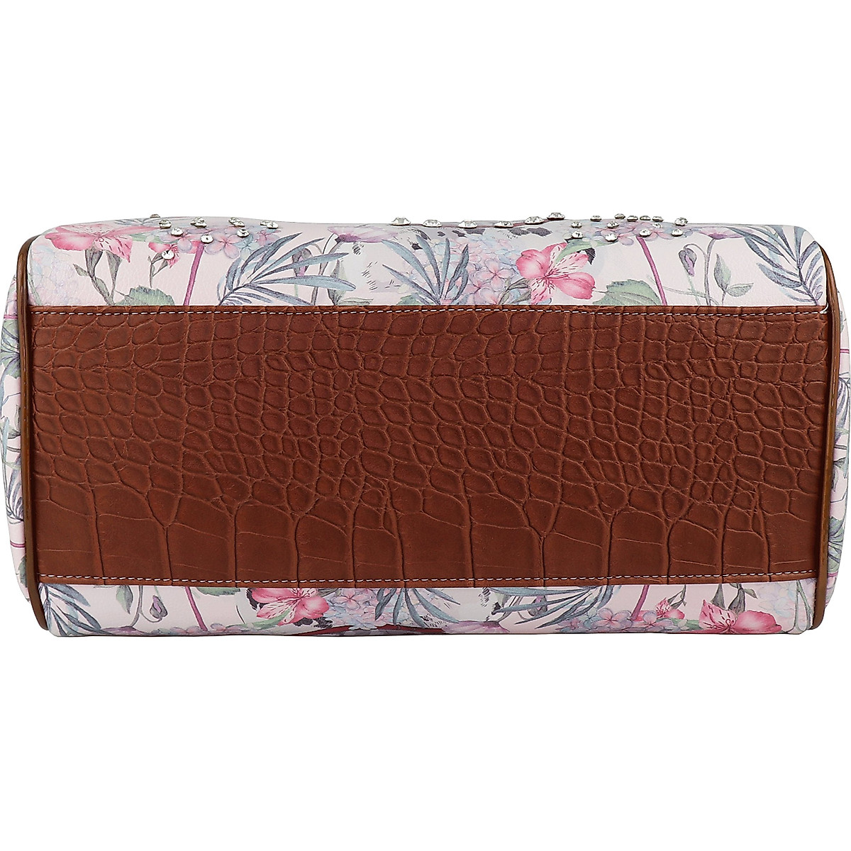 B BRENTANO Vegan Cute Animal Graphic Top Handle Boston Shoulder Bag with Rhinestones (Cozy Dog Wagon.)