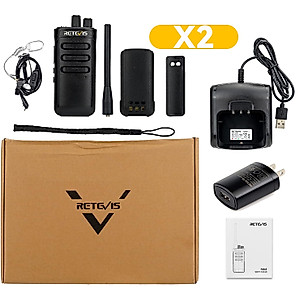 Retevis RB85 Walkie Talkies for Adults Long Range, High Power 2 Way Radio with Earpiece, Rechargeable Two Way Radios, AI Noise Cancelling, for Security, Hotel(2 Pack)