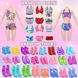 MINIFUN 122 Pcs Doll Clothes and Accessories with Closet(Include Doll), Princess Gowns Fashion Dresses Top Pants Jumpsuit Swimsuits Shoes Hangers, Doll Dress up Toys for Girls Kids Toddlers Toy Gifts